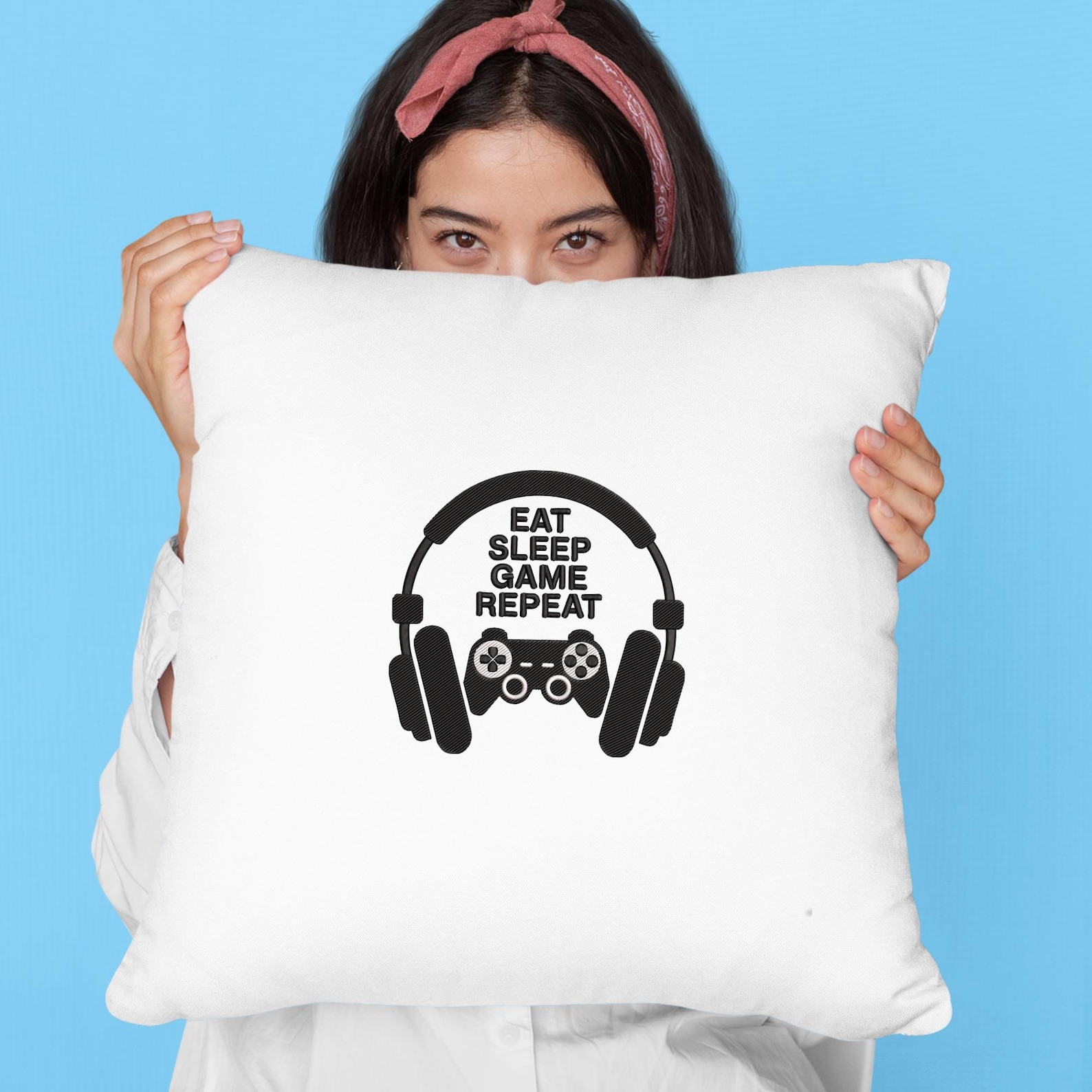 Eat Sleep Game Repeat Embroidery Design, Headset Controller Machine ...