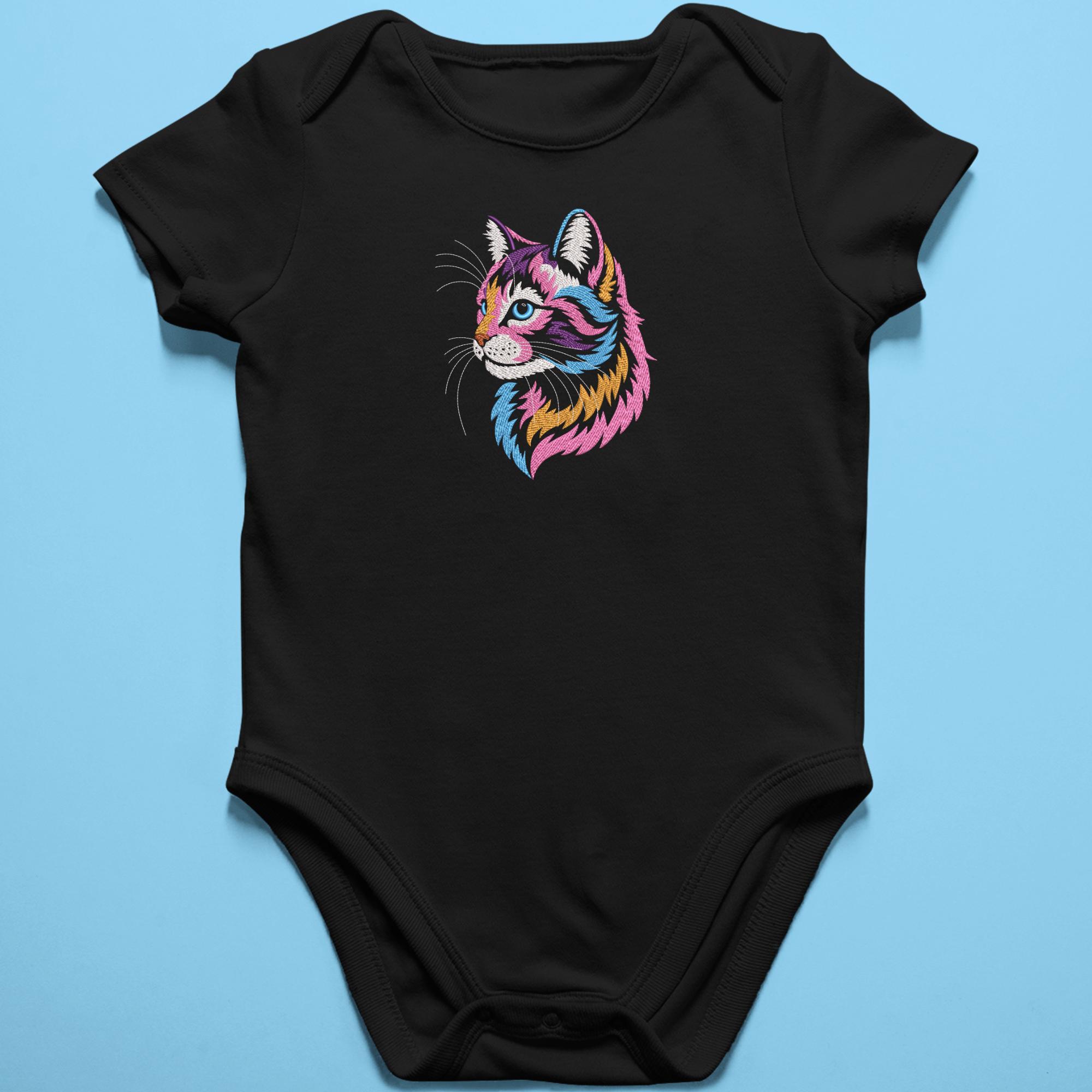 Neon Cat Head Embroidery Design, Colorful Kitten Face Machine ...