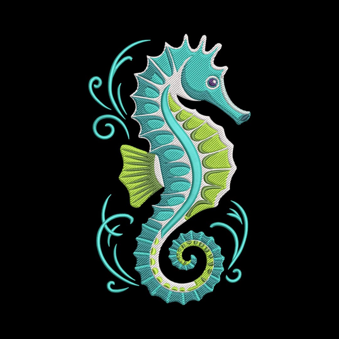 Seahorse Embroidery Design, Ocean Under Animal Machine Embroidery File ...