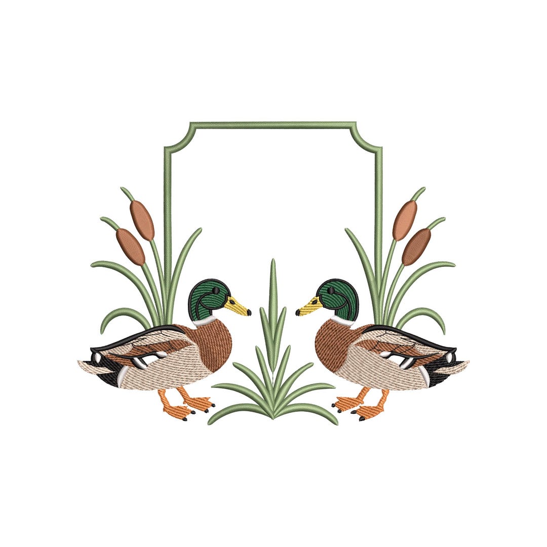 Mallard Duck Frame Embroidery Design, Rustic Wildlife Machine ...