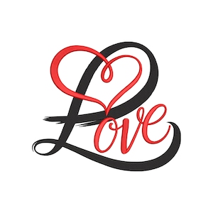 Love Heart Script Embroidery Design, Romantic Typography Machine ...