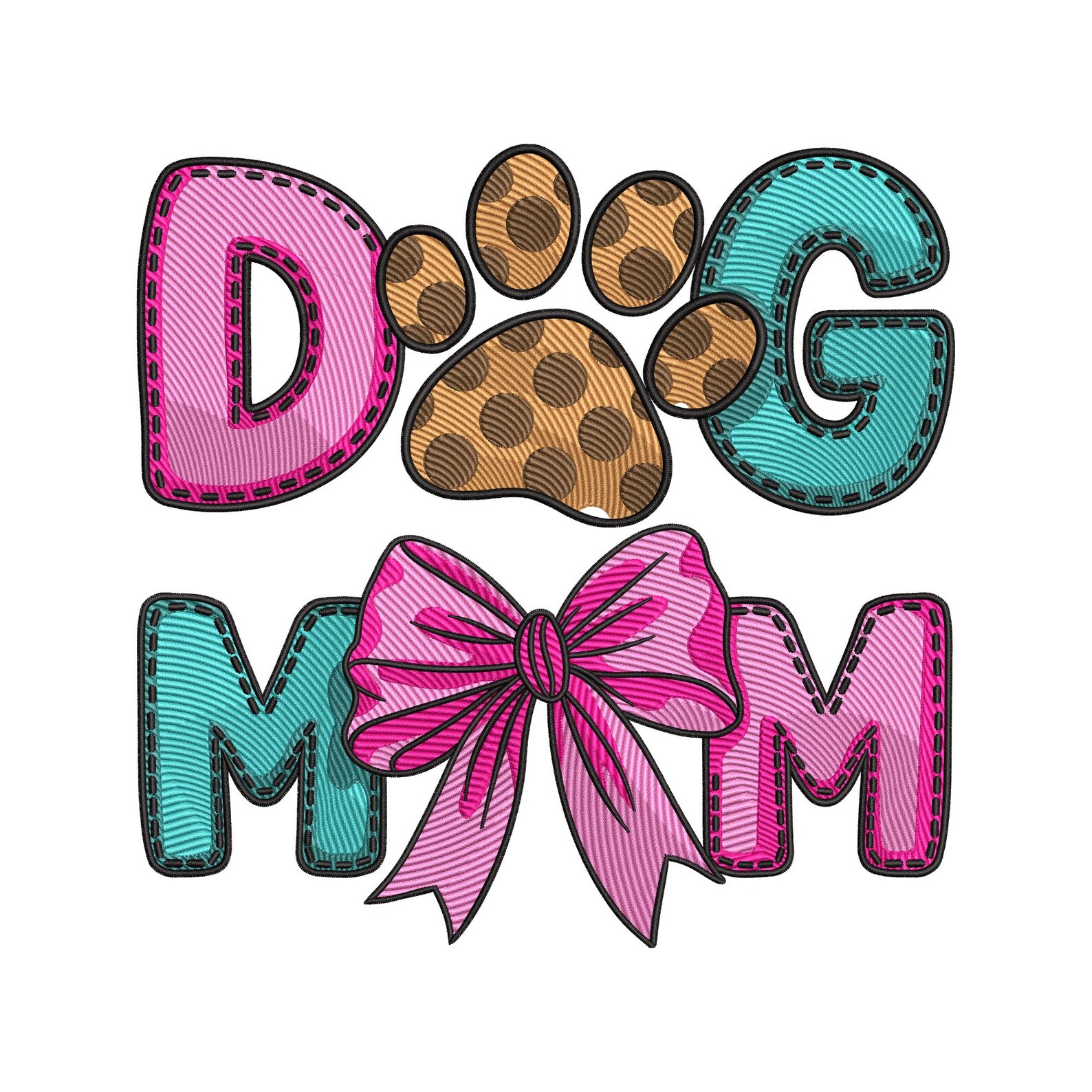 Dog Mom Embroidery Design, Paw Print With Bow Machine Embroidery ...