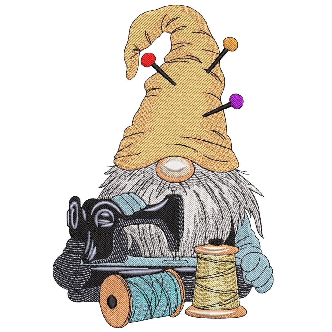 Sewing Gnome Embroidery Designs, Sewing Machine Embroidery File, Gnome ...