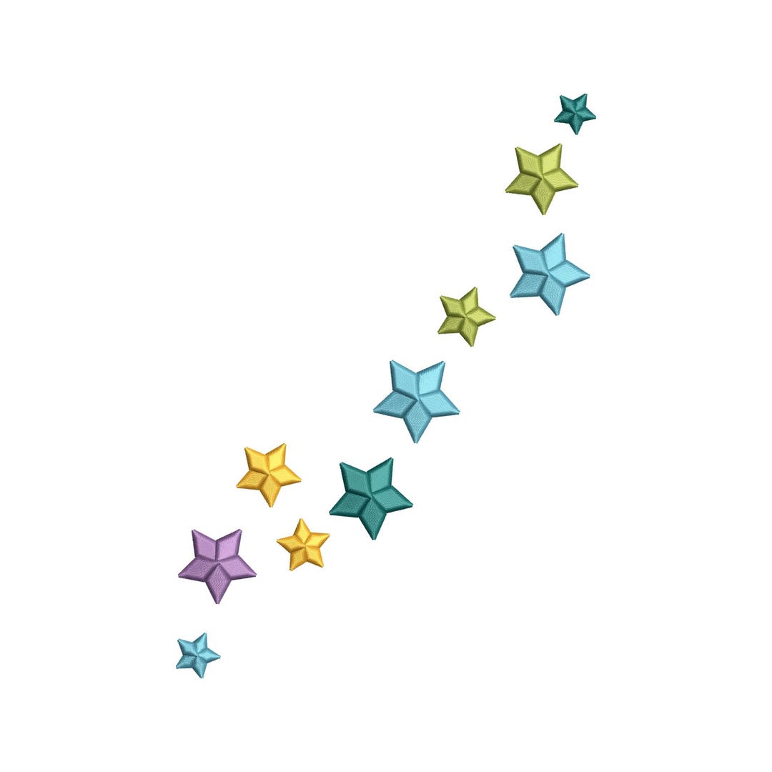 Neon Star Machine Embroidery Design, Rainbow Trail Embroidery Pattern ...