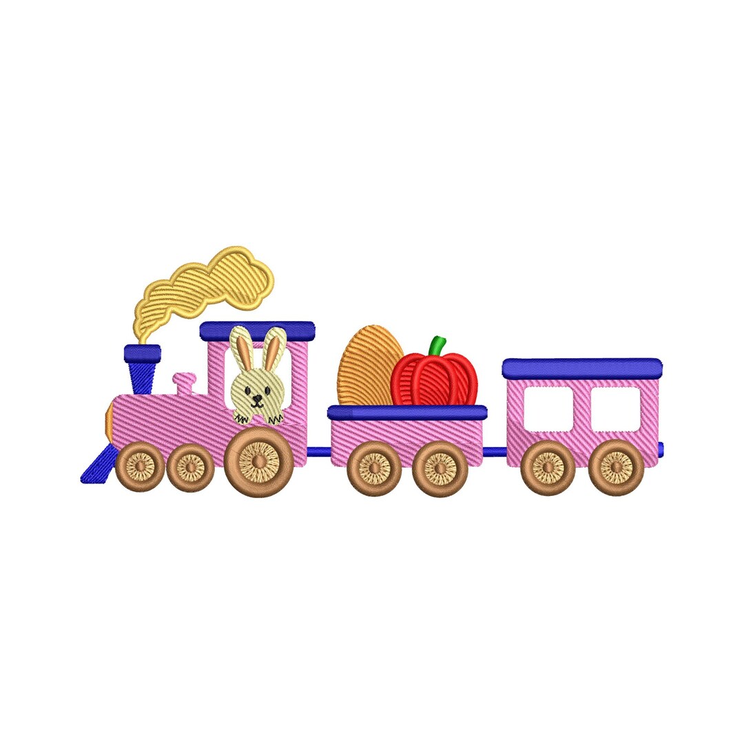 Bunny Baby Train Embroidery Design, Easter Rabbit Machine Embroidery ...