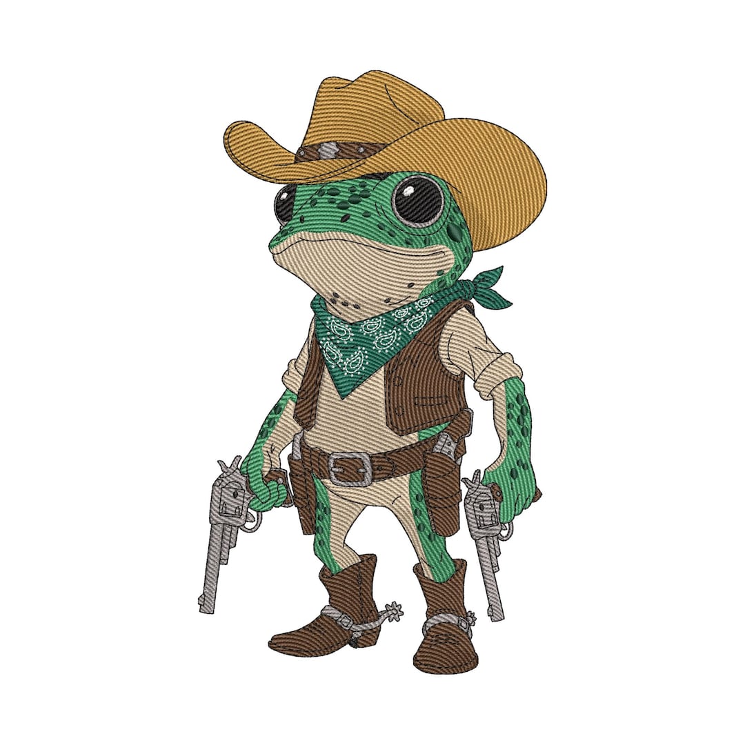 Cowboy Frog Machine Embroidery Design, Western Gunslinger Pattern ...