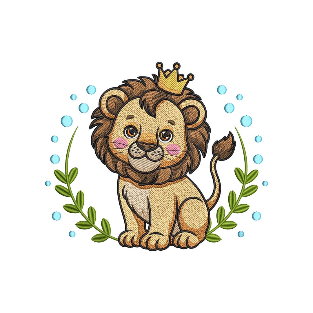 Baby Lion King Embroidery Design, Baby Lion With Crown Machine ...