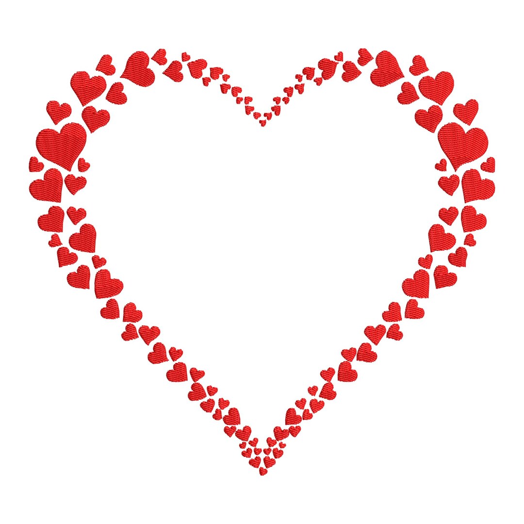 Heart Frame With Small Hearts Embroidery Design, Wedding, Anniversary ...