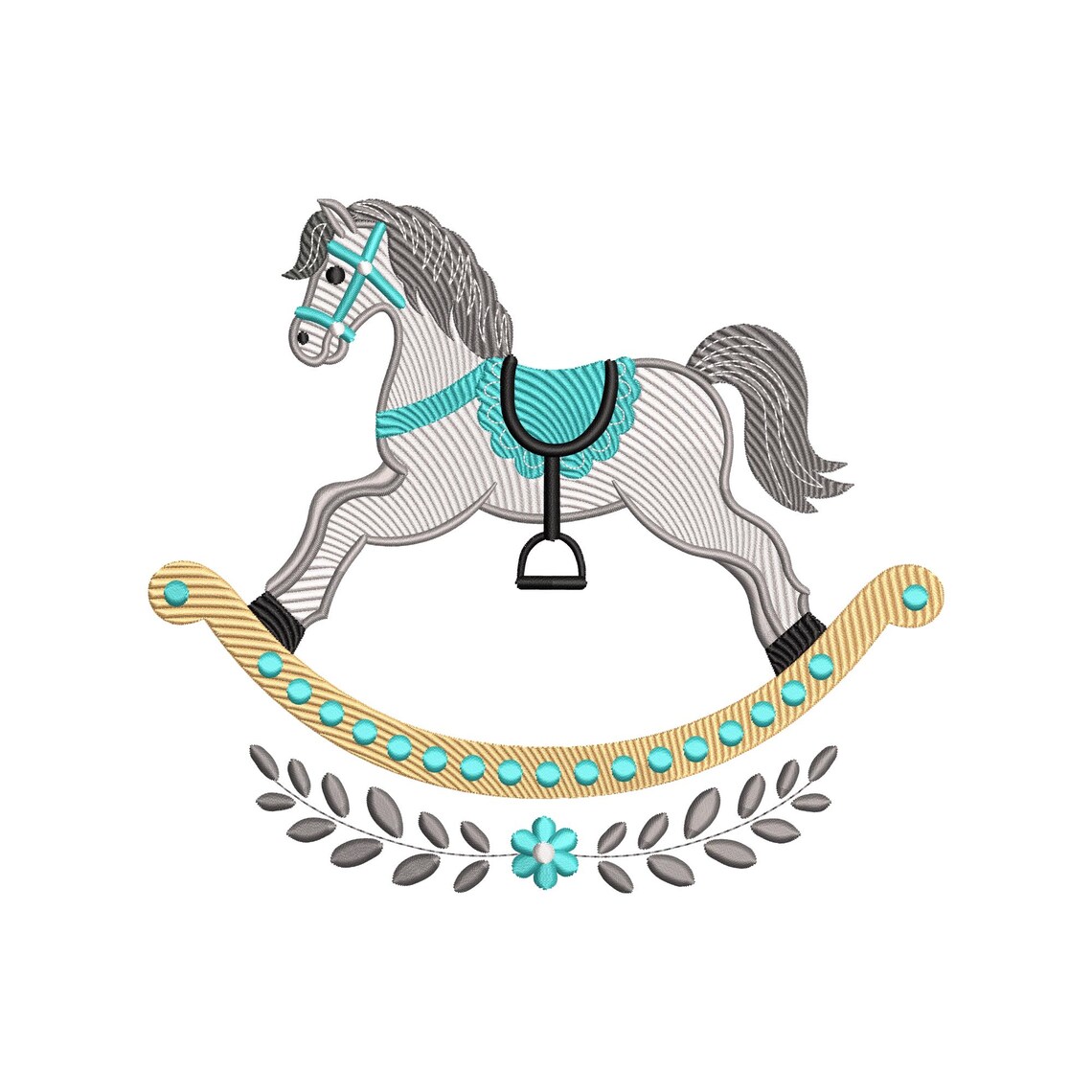 Rocking Horse Embroidery Design, Vintage Animal Toy Machine Embroidery ...