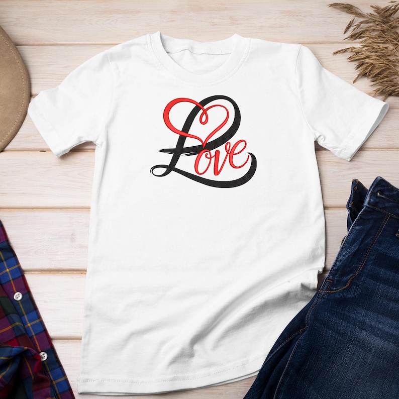 Love Heart Script Embroidery Design, Romantic Typography Machine ...