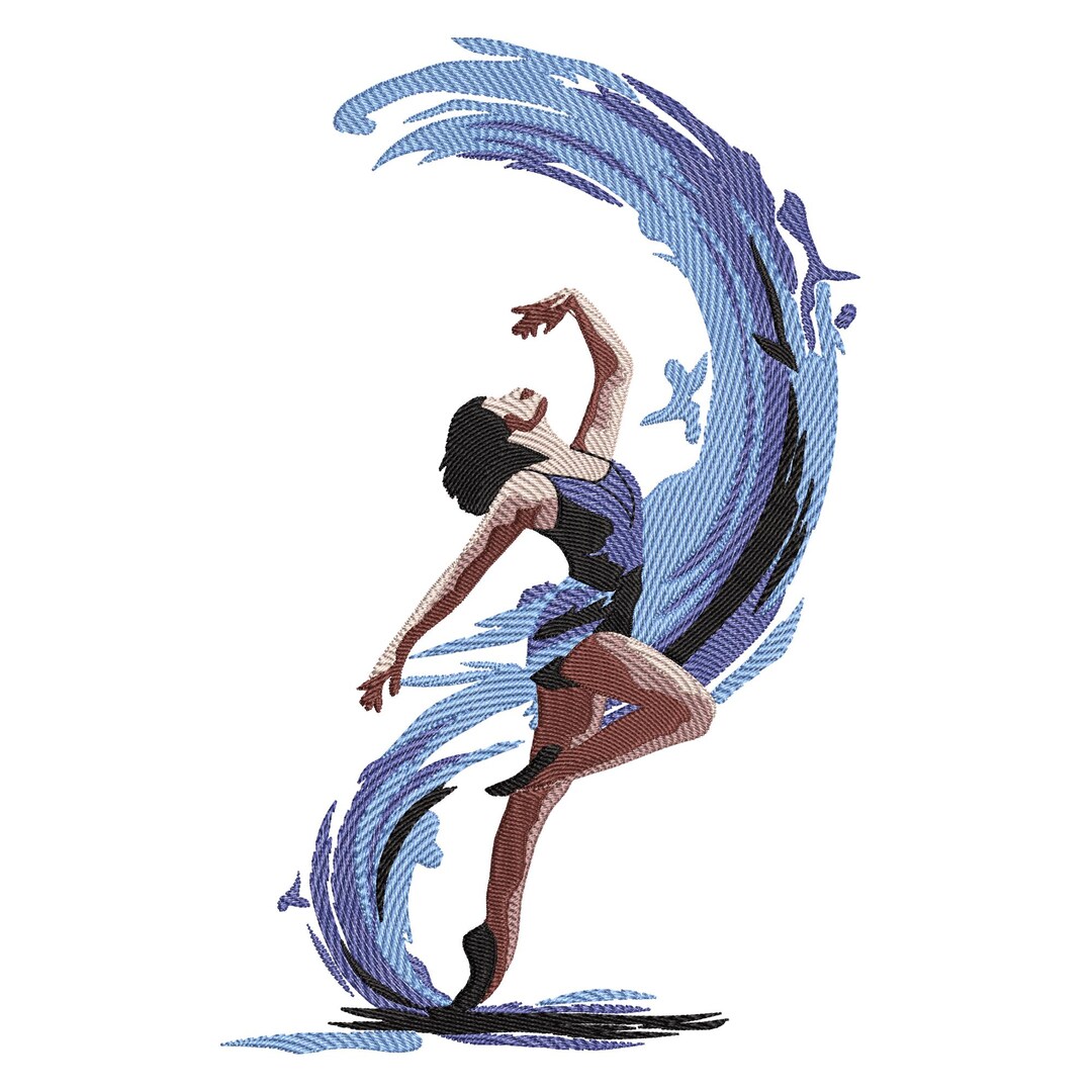 Ballet Dancer Embroidery Design, Woman With Flowing Water Machine ...