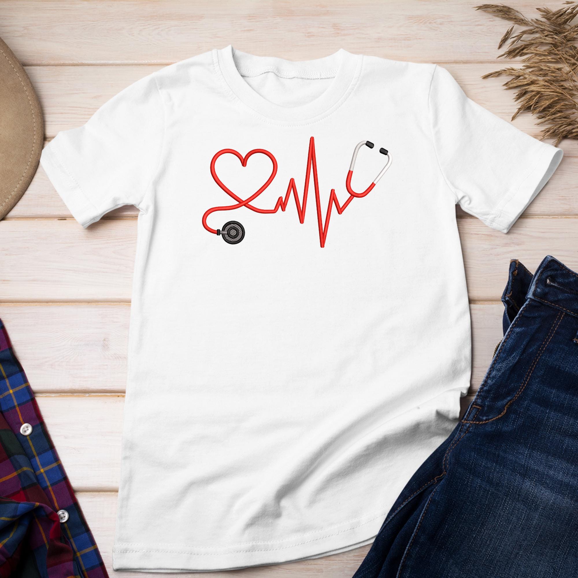 Heartbeat Love Stethoscope Embroidery Design, Medical Theme Machine ...