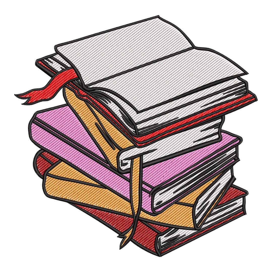 Stack of Books Embroidery Design, Reading & Study Theme Machine ...