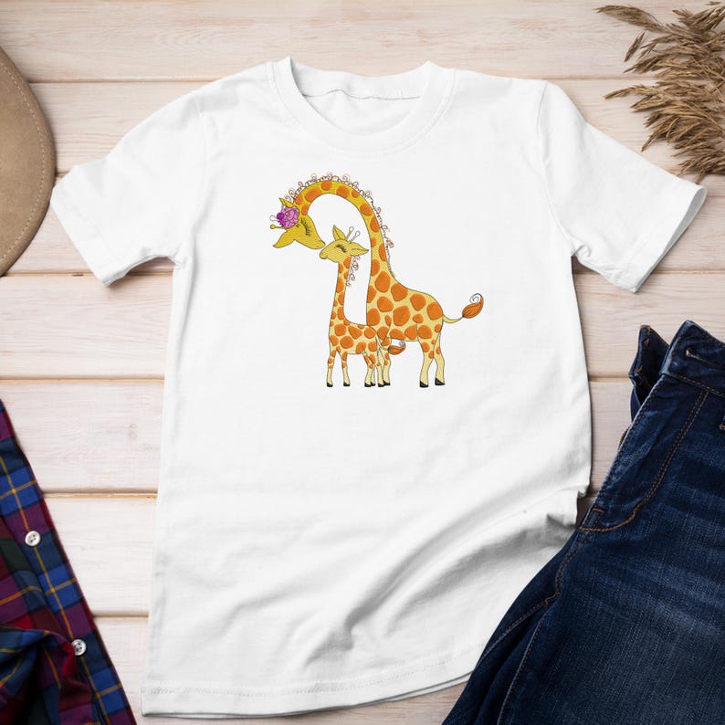 Mother and Baby Giraffe Embroidery Design, Animal Family Pattern ...