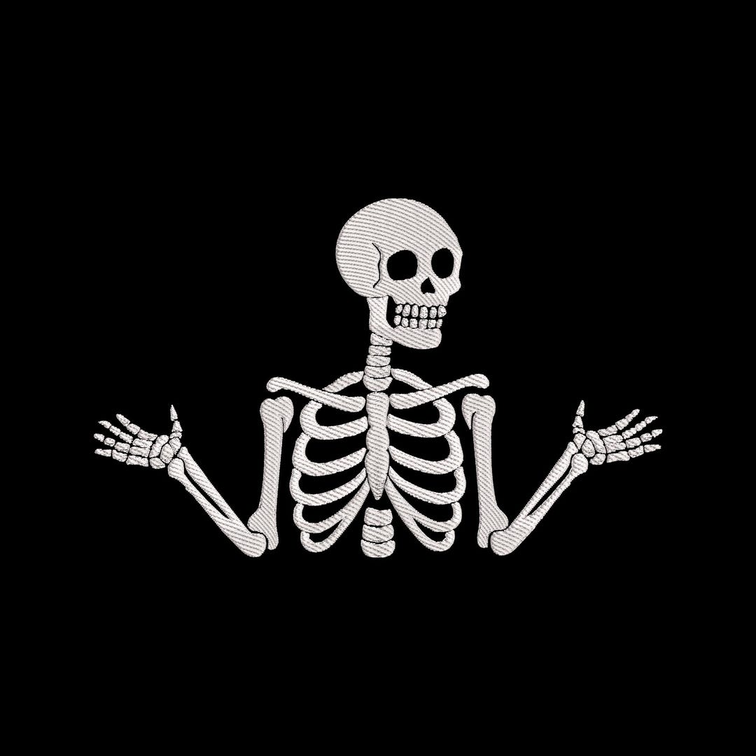 Funny Skeleton Shrug Attitude Embroidery Design, Halloween Machine ...