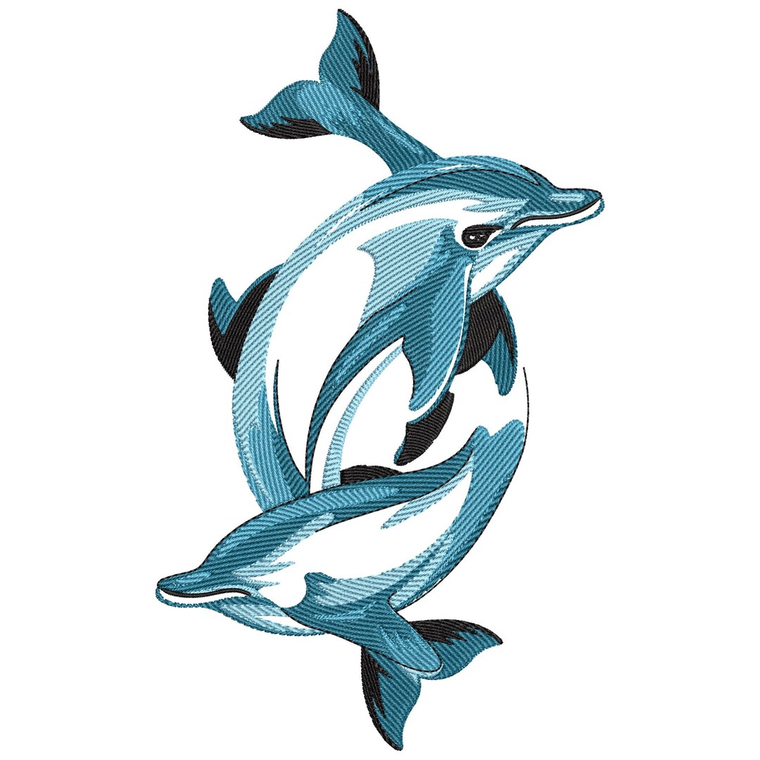 Ocean Dolphins Swimming Together Embroidery Design, Marine Machine ...