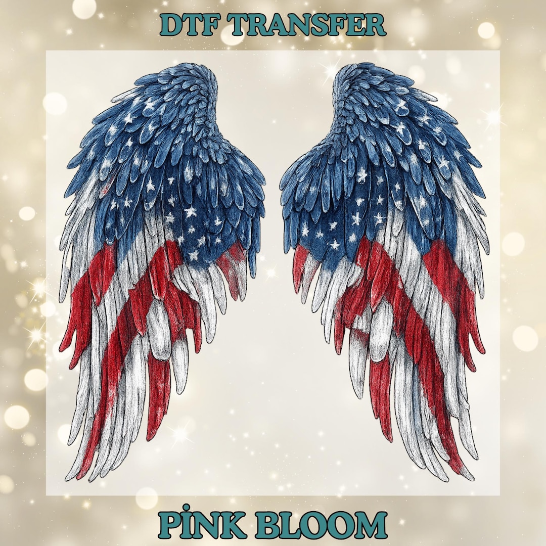 American Flag Angel Wings DTF Transfer | Patriotic Iron On - Etsy