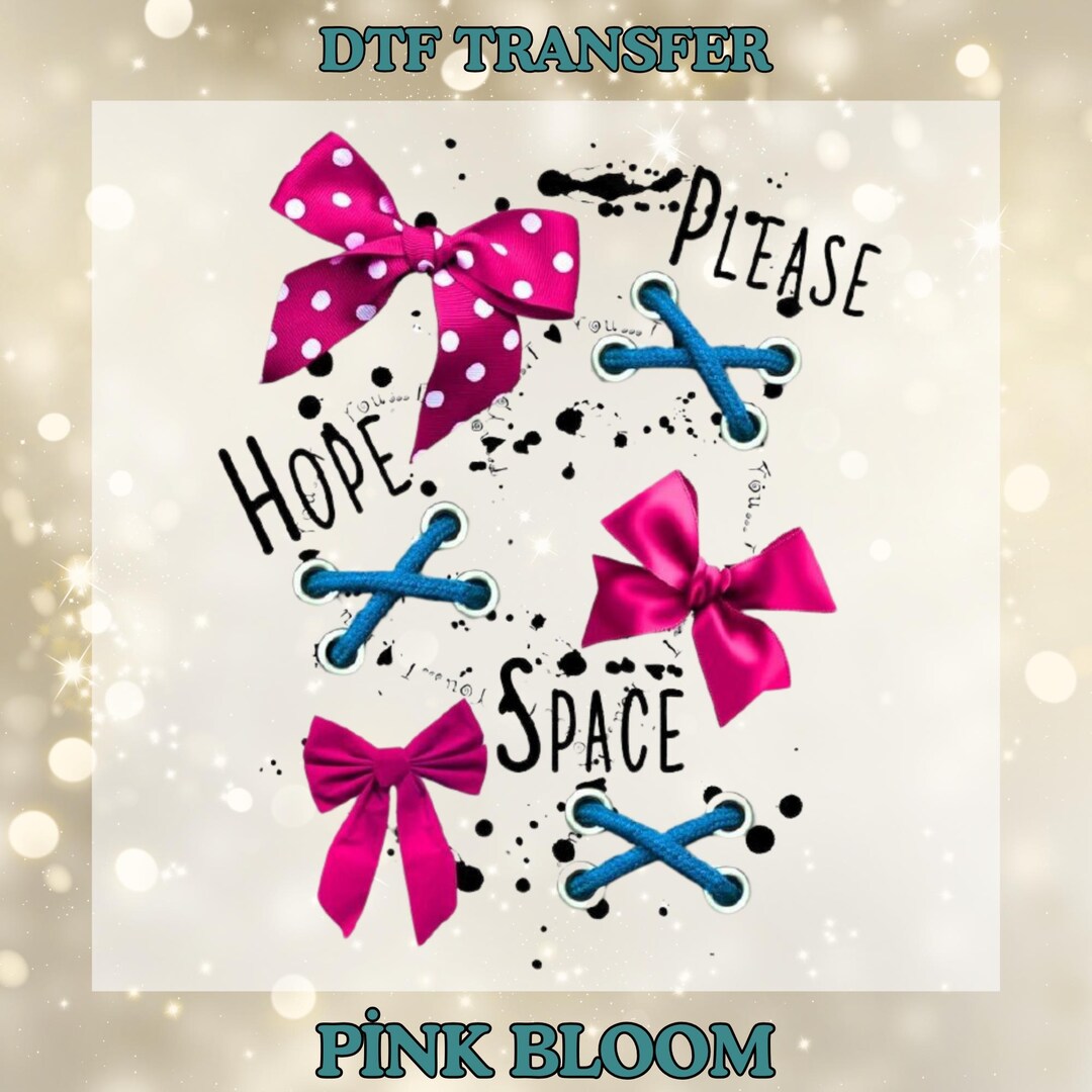 Y2K Pink Bows DTF Transfer | Blue Stitch Accents - Etsy