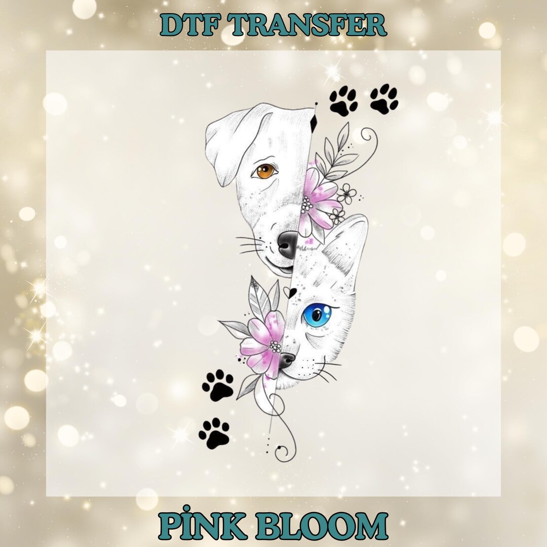 Cat and Dog Floral DTF Transfer Design | Pet Lover Shirt Print - Etsy