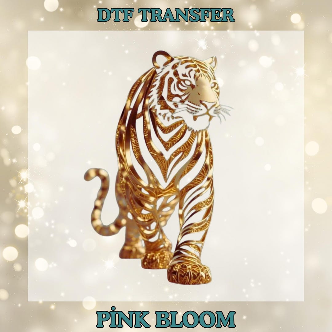 Golden Tiger DTF Transfer | Luxury Animal Design for Shirts & Apparel ...