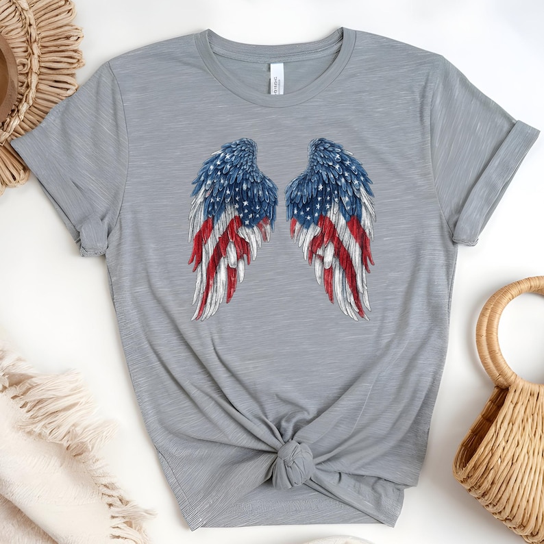 American Flag Angel Wings DTF Transfer | Patriotic Iron On - Etsy