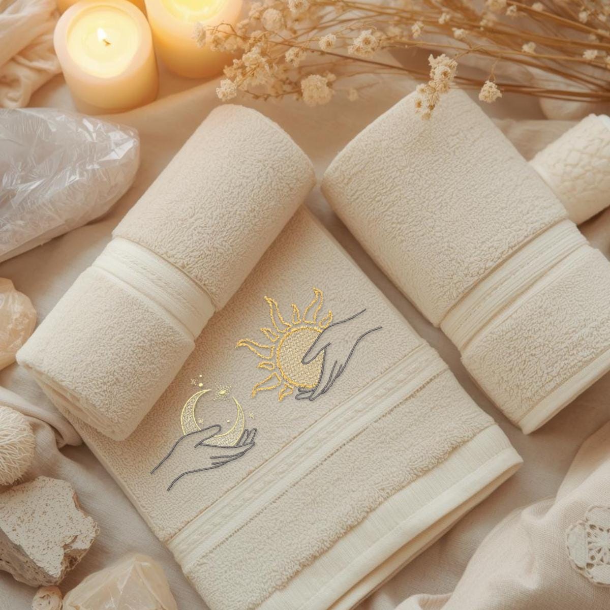 Celestial Balance | Sun & Moon Embroidery Design Set (3 Sizes) - Etsy