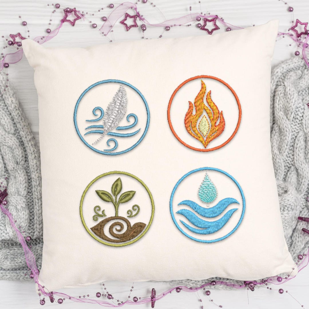 Four Elements Embroidery Design Set – Sacred Geometry Symbols for ...