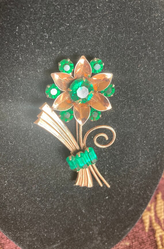 Vintage sterling, rhinestone, green - Gem