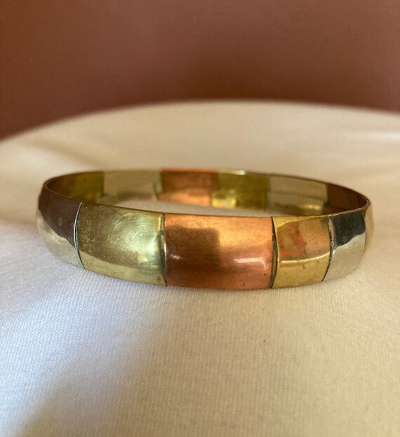 vintage copper brass silver bangle - Gem