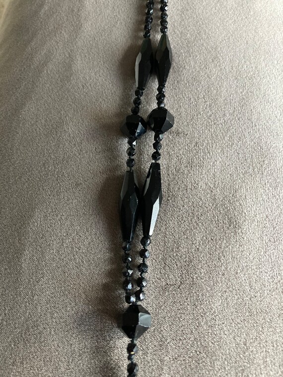 Black French Jet bead antique necklace ~ hand knotted… - Gem