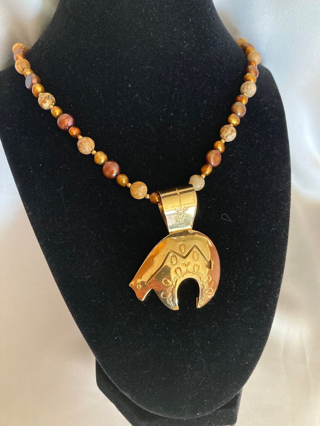 Vintage Joe Delgarito Lightening Bear Pendant ~ Gold Plated Sterling ...