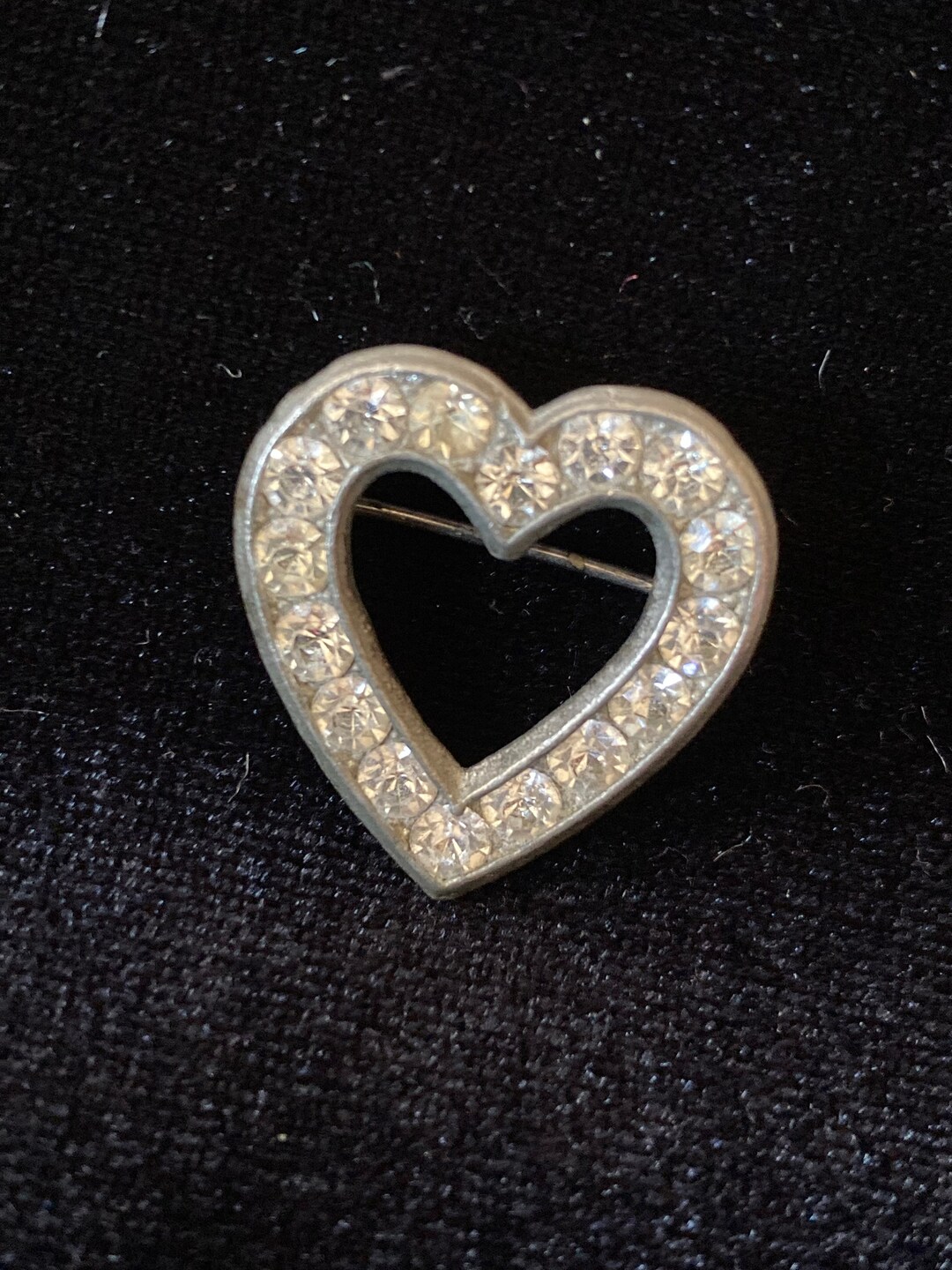 Channel Set Rhinestone Open Center Heart Brooch-silver - Etsy