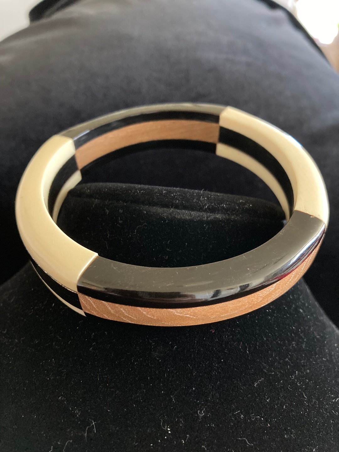 Colorblock Wood, Bone and Resin Laminate Ivorine, Brown and Black ...