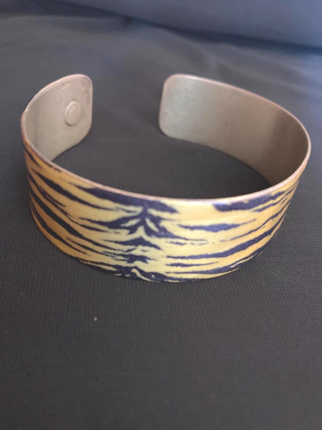 Sterling Enamel Tiger Print Cuff Bracelet With Black Tiger Stripes - Etsy