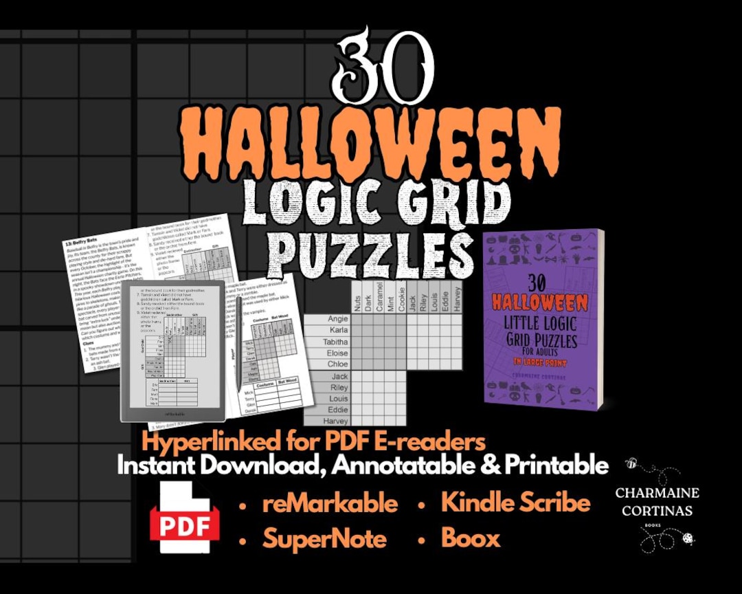 Halloween Logic Grid Puzzle Book • 30 Large Print Puzzles for Adults ...