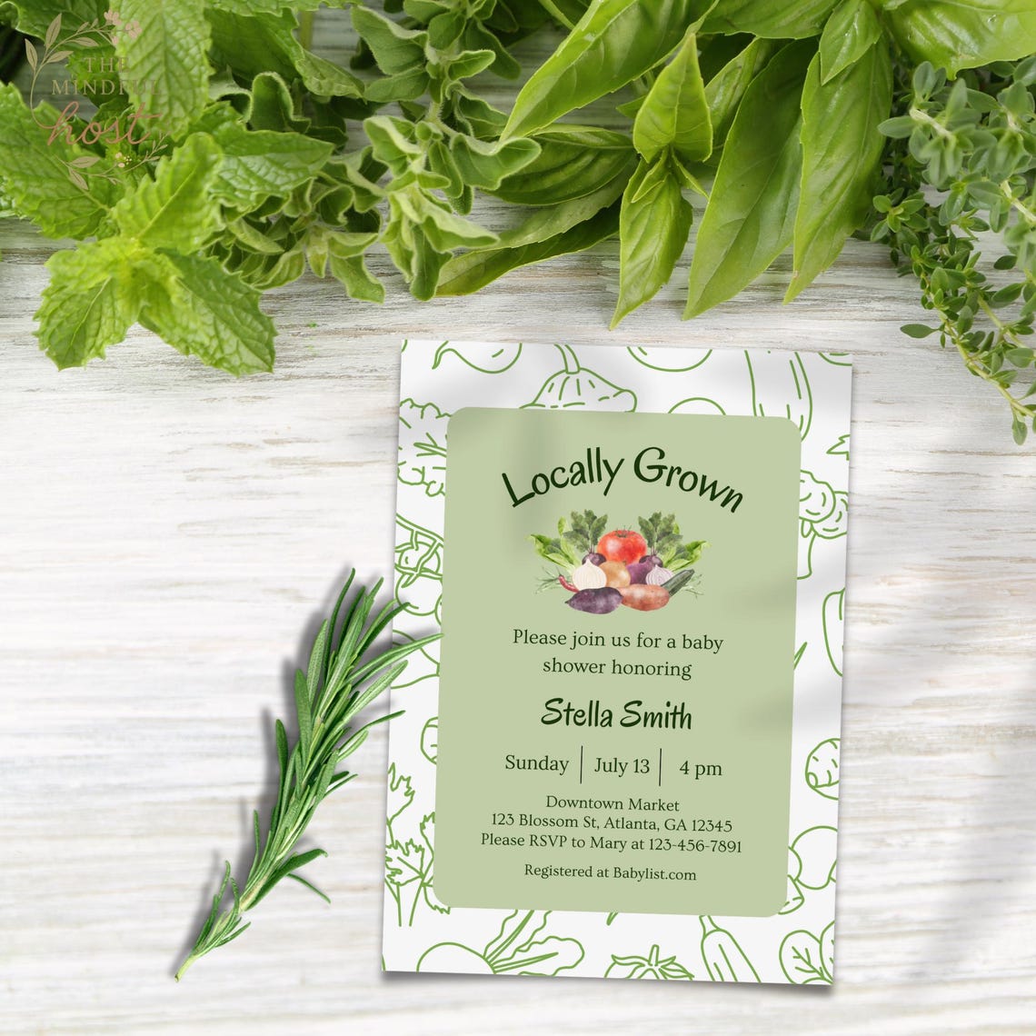 Locally Grown Baby Shower Invitation, Editable Canva Template, Farmers ...