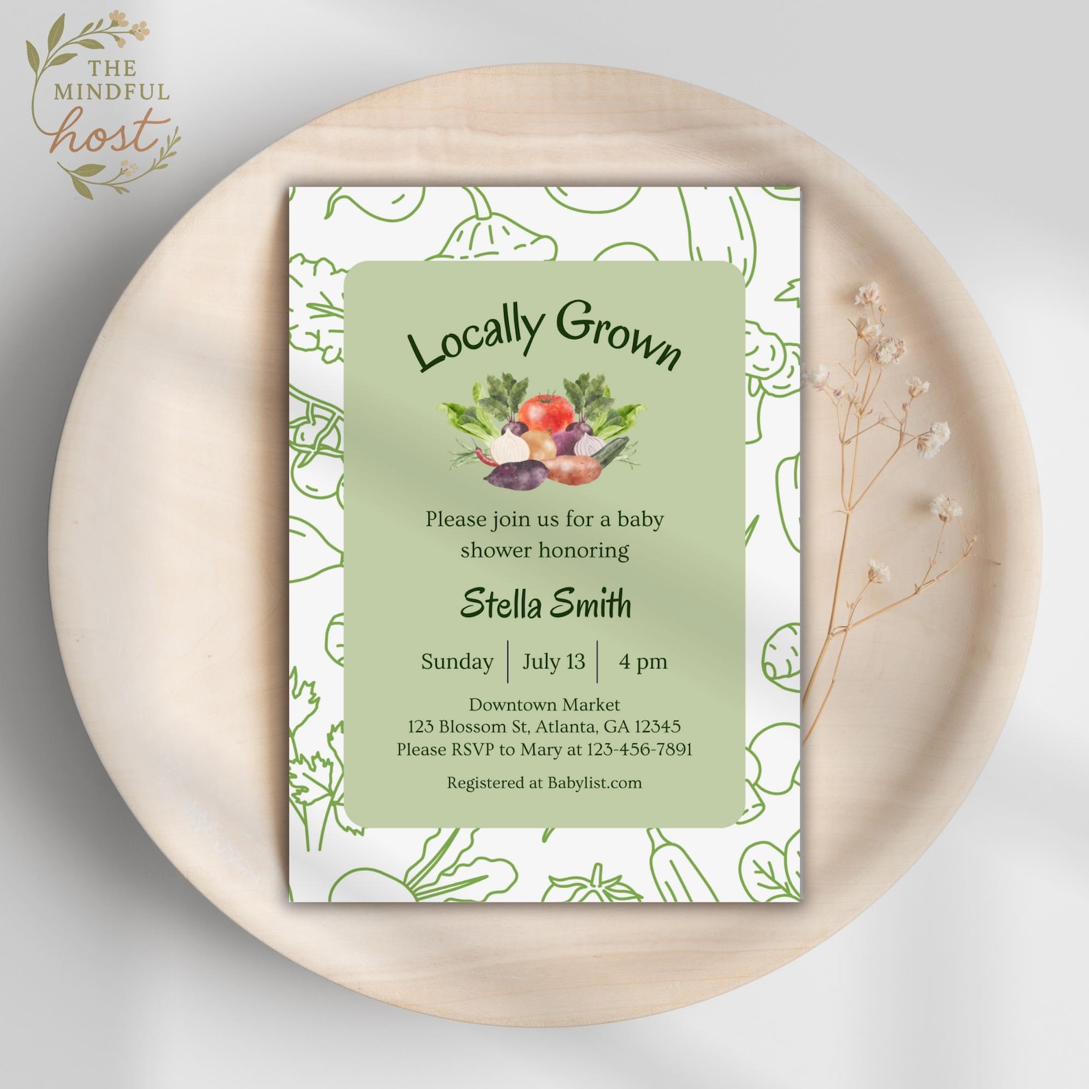 Locally Grown Baby Shower Invitation, Editable Canva Template, Farmers ...