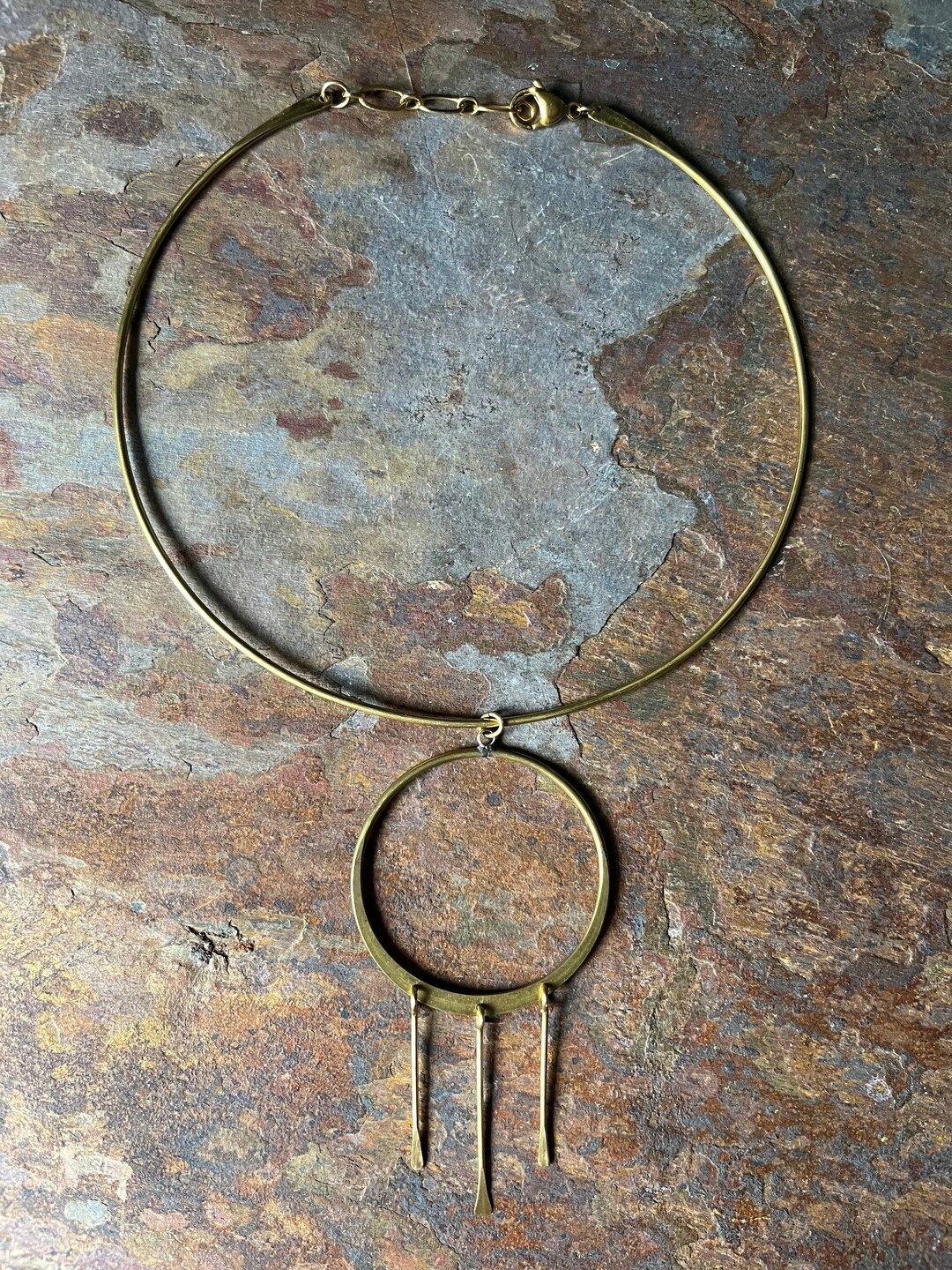 Brass Neck Collar. Hammered Metal. Neck Collar. Minimalist Neck Collar ...