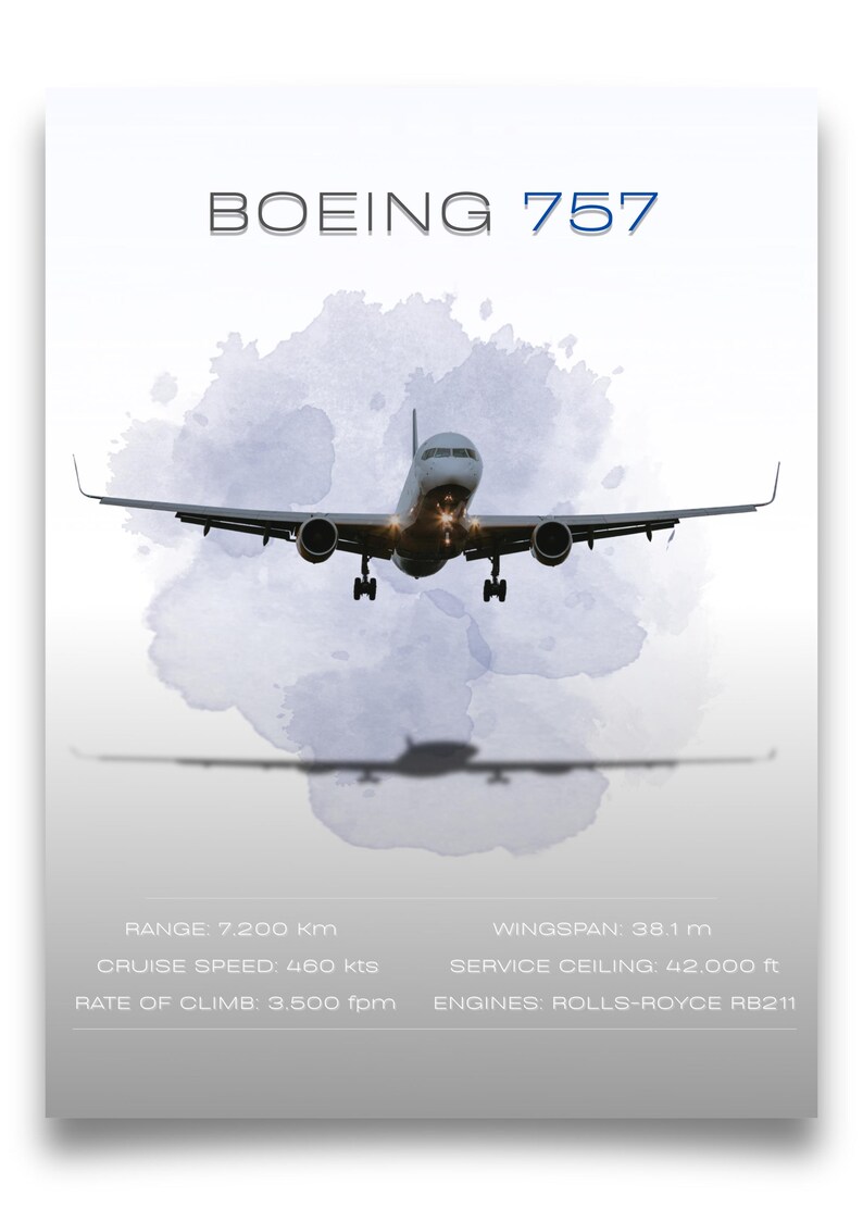Boeing 757 | Modern Aircraft Specification Poster – Digital Download ...