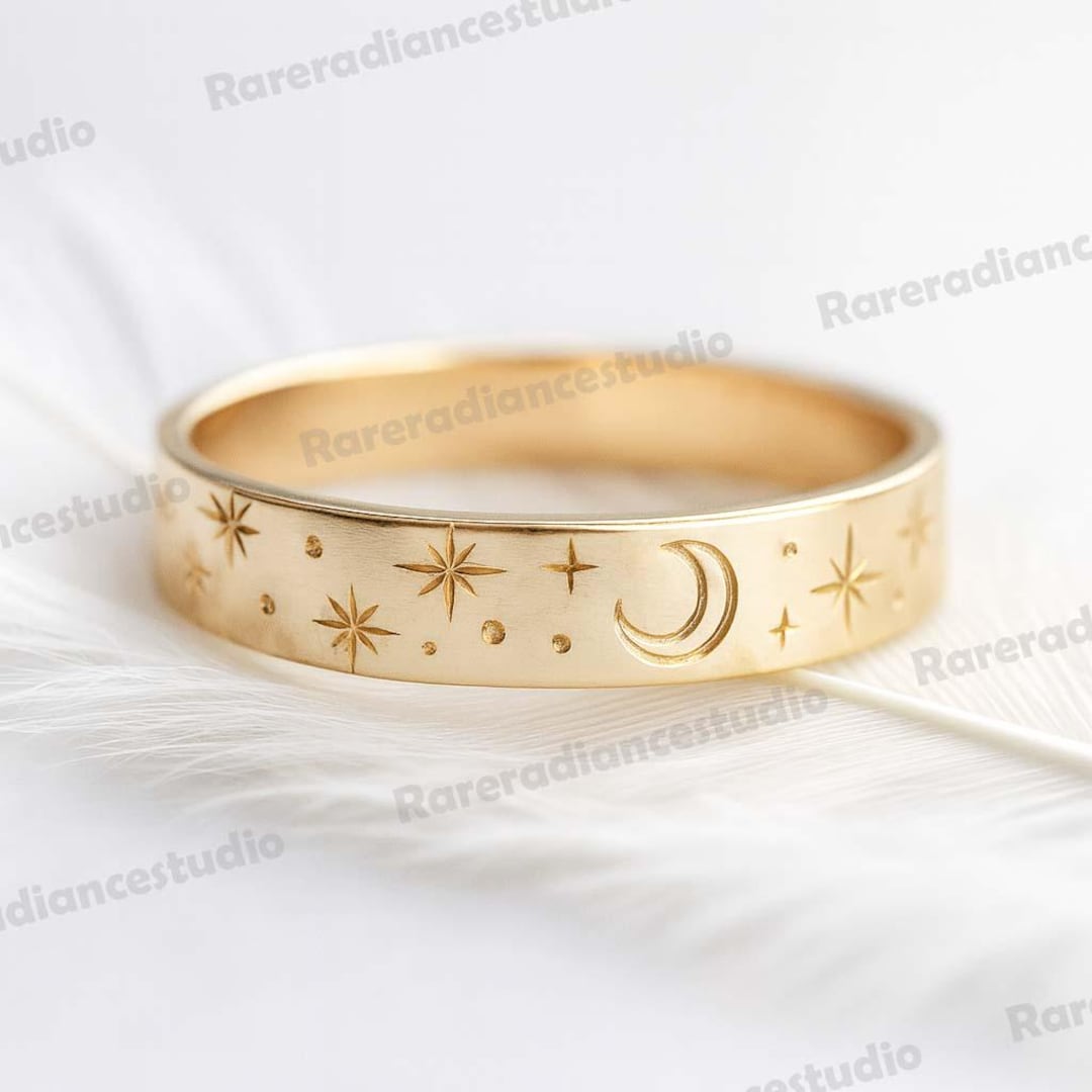 Celestial Band Ring, Moon and Stars Ring, Sun Band Ring, Celestial ...