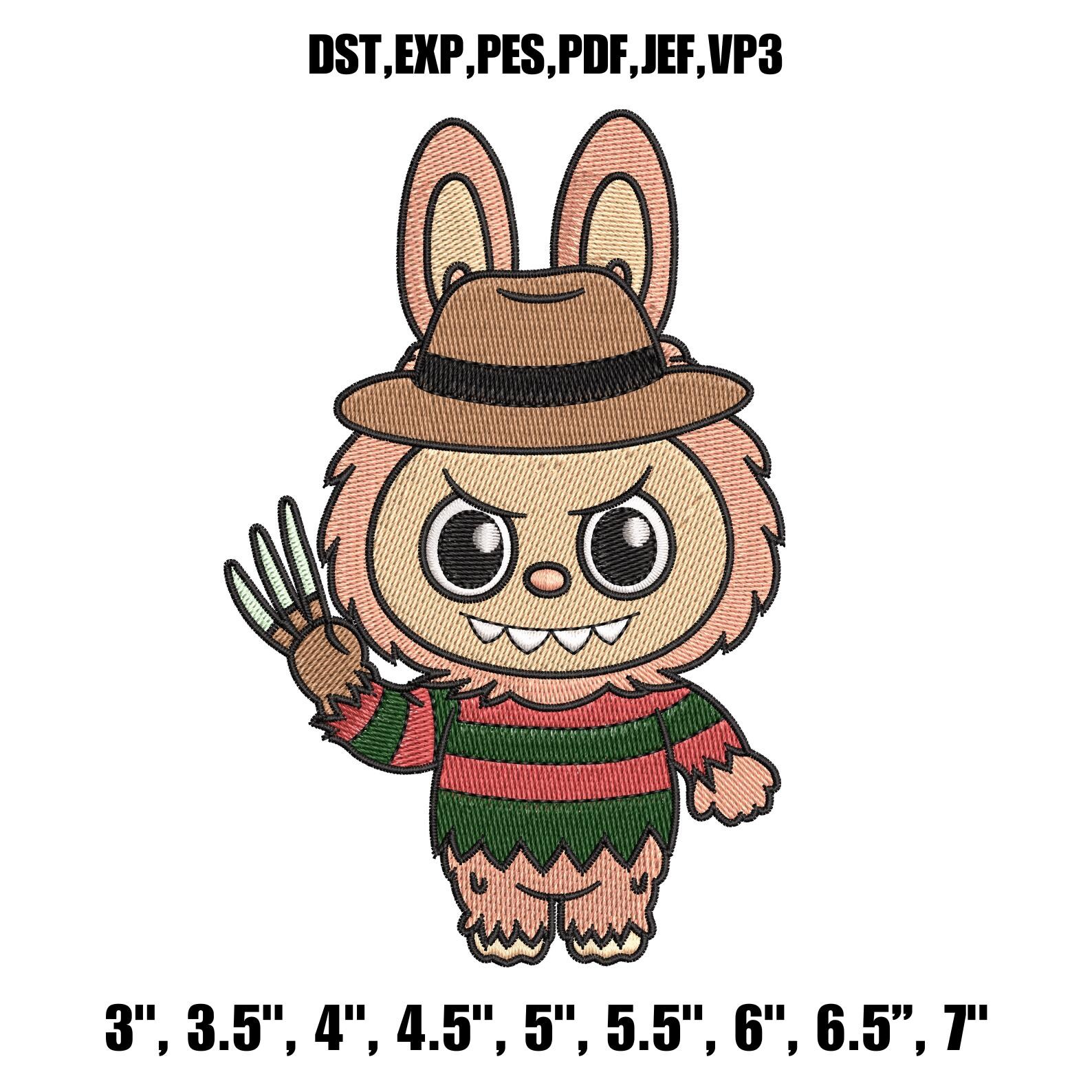 Labubu Embroidery Design, Cute Cartoon Character Embroidery, Labubu ...