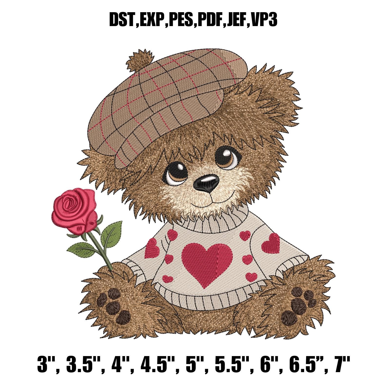 Valentine Teddy Embroidery Designs, Love Hearts, Teddy Bear Embroidery ...