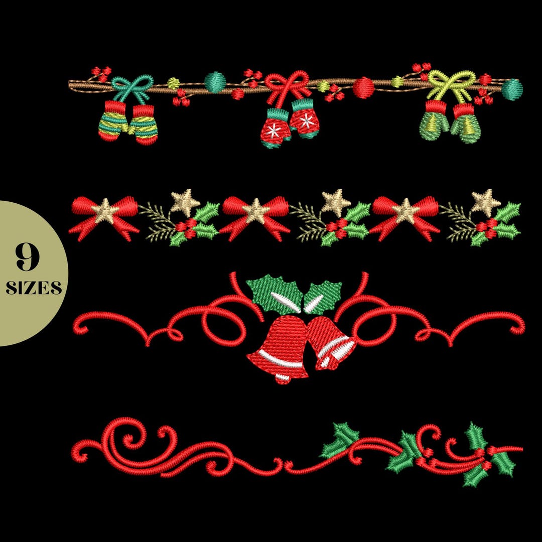 Floral Border Embroidery Designs: Christmas Machine Patterns (instant ...