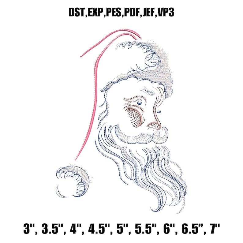 Retro Santa Face Embroidery Design, Christmas Machine Embroidery ...
