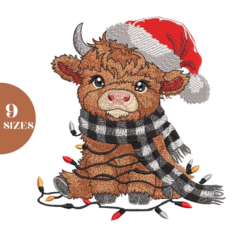 Machine Embroidery Christmas Cow - Etsy