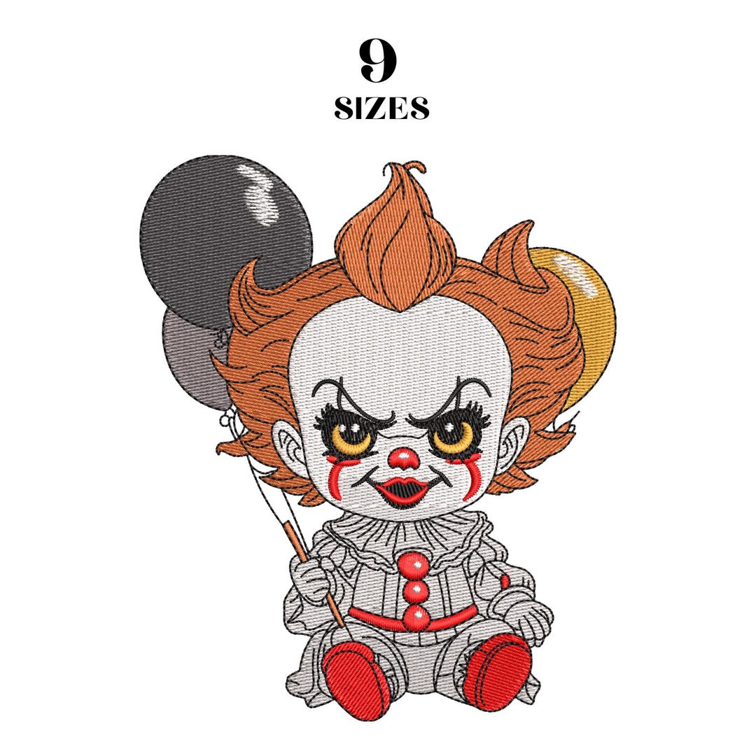 Scary Clown Embroidery Design: Halloween Horror Stitch File (9 Sizes ...