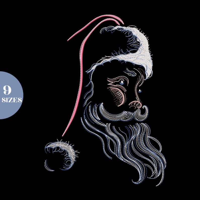 Retro Santa Face Embroidery Design, Christmas Machine Embroidery ...
