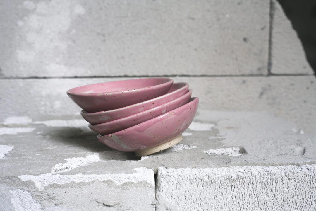 Pink Bowls, 1.7 Oz/50 Ml, Set of 4 Bowls, Tea Bowl, Pottery, Fine ...