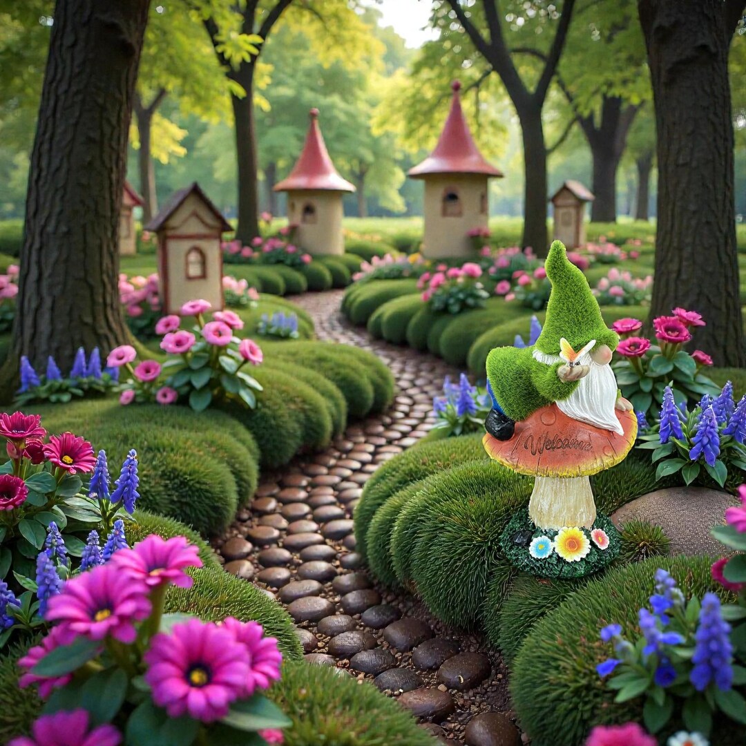 Solar Mushroom Man Garden Statue, Resin Dwarf Outdoor Lawn Courtyard ...