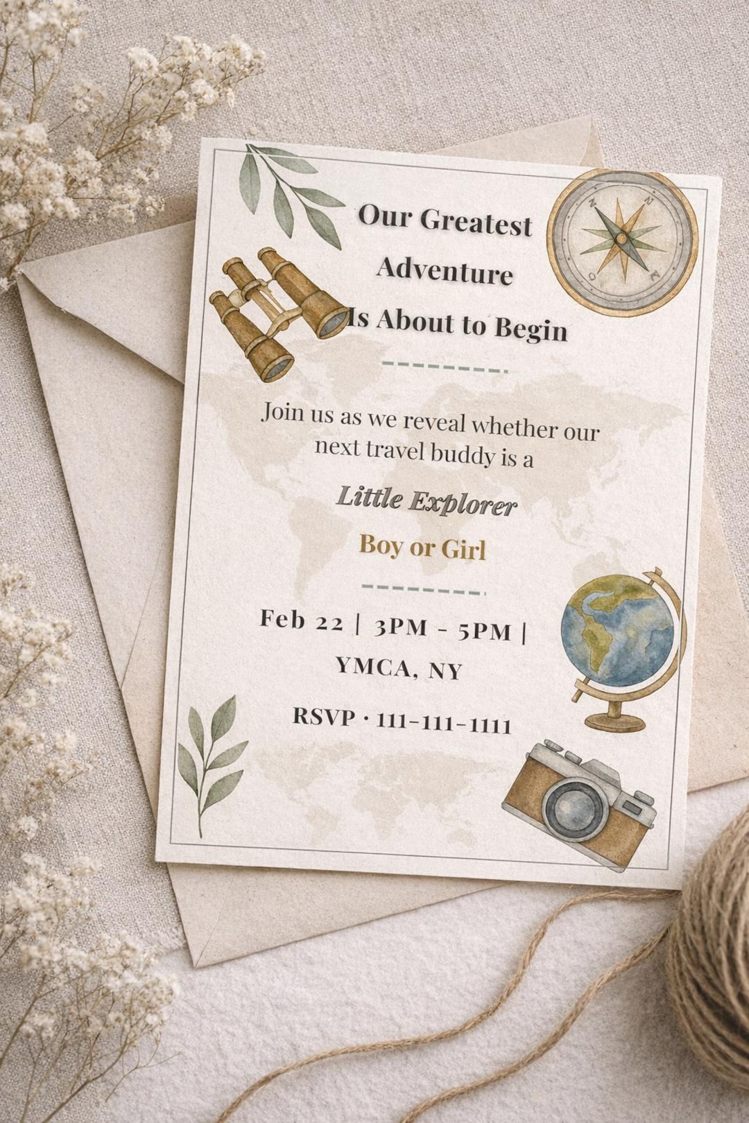 Adventure Gender Reveal Invitation Template | Our Greatest Adventure ...